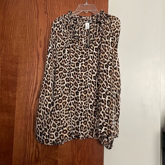 H&M | Tops | Sheer Hm Leopard Blouse | Poshmark